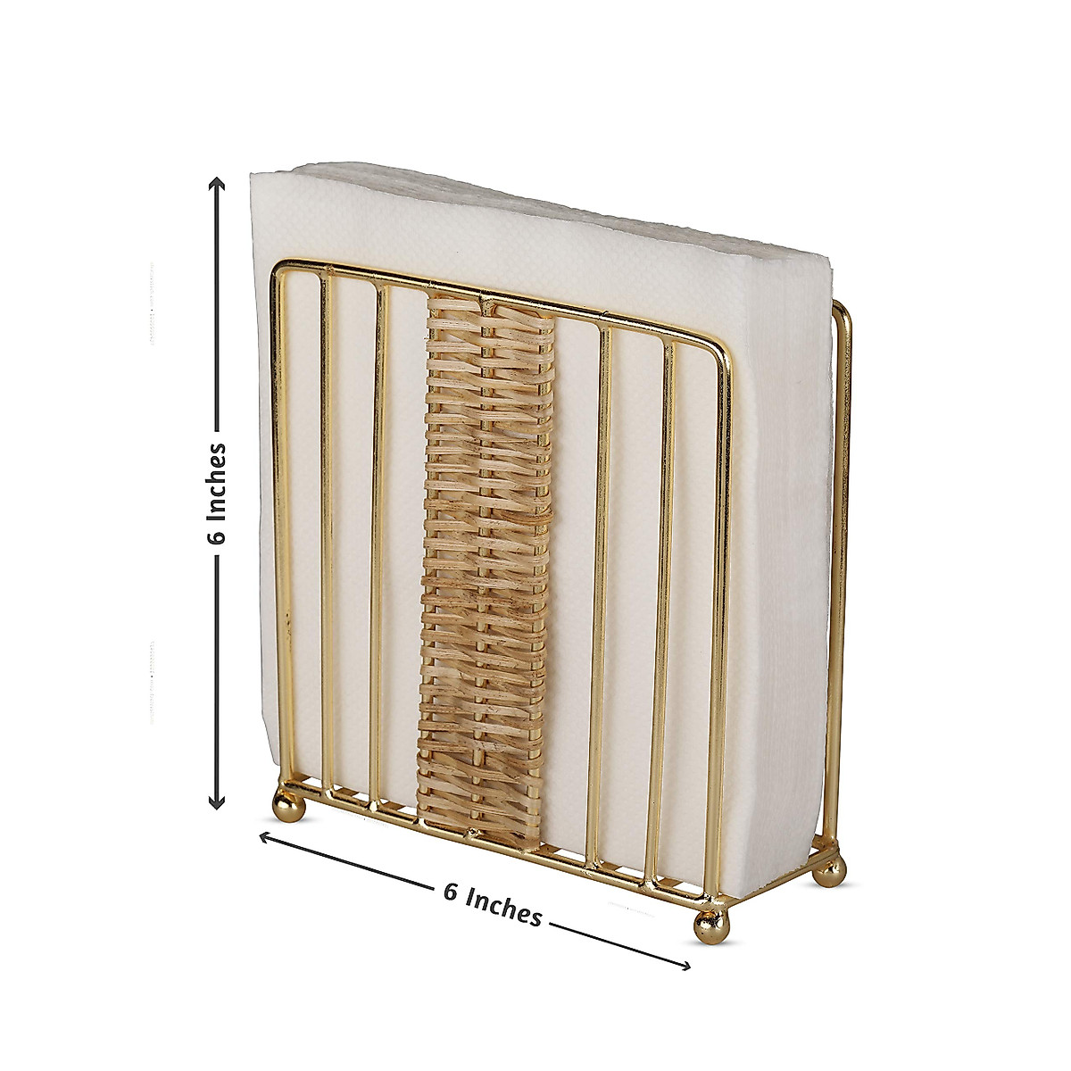 Folkulture Napkin Holder for Table, Napkin Holder for Kitchen Countertop, Square Paper Napkin Holder Modern for Table Decor, Farmhouse Tissue Holder for Centrepiece Decor, Gold