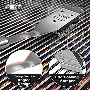 GRILLART Grill Brush and Scraper, Wire BBQ Grill Brush for Outdoor Grill, 16.5” Grill Cleaning Brush BBQ Grill Accessories, Safe Grill Cleaner Brush-Ideal Gift for Men/Dad BBQ Brush for Grill Cleaning