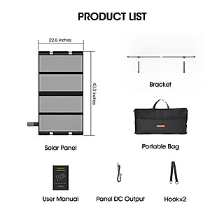 Portable Solar Panel, 100 Watts Foldable Solar Panel with Adjustable Kickstands for Camping, Car Travel, Hiking, Adventure, RV, Upgrades Support 5521 DC Type-c USB(Clearance)