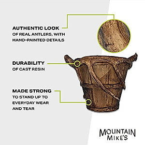 Mountain Mike’s - Rustic Well Bucket Waste Basket with Replicated Deer Antler Handle - Bathroom Trash Can - Rustic Home Decor Inspired by The Outdoors (12 x 12 in)