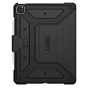 UAG iPad Pro 12.9" (6th Gen 2022, 5th Gen 2021) Case Black Metropolis Rugged Heavy Duty Protective Cover Multi-Angle Viewing Folio Stand with Pencil Holder, by URBAN ARMOR GEAR