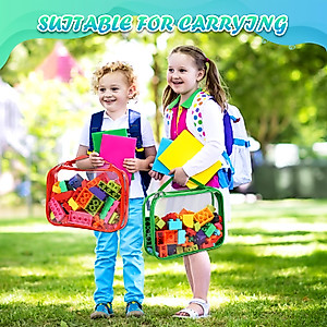 8 Packs Toy Storage Bags with Zipper, Clear PVC Organizing Bags, Reusable Toy Storage Organizer with Portable Handle, Travel Waterproof Organizer Bags for Building Blocks, Puzzle, Toys and Books