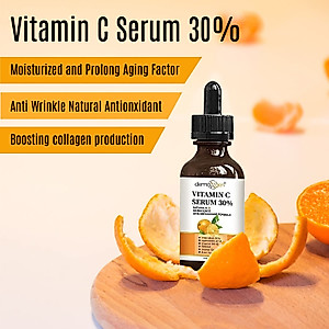DERMAXGEN 30% Vitamin C Serum for Face, Hyaluronic Acid + Vitamin (B3 + E) + Jojoba + Aloe Vera- Natural & Organic Anti Wrinkle & Skin Rejuvenator Moisturizer Vitamin C for All Skin - Anti Aging Serum (1 FL OZ)