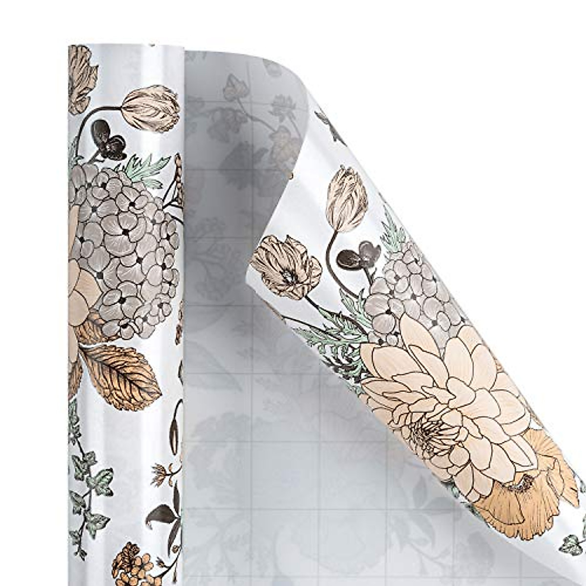 WRAPAHOLIC Wrapping Paper Roll - The Vintage Floral Printed on White Pearlized Paper,Perfect for Wedding, Birthday, Holiday, Baby Shower Wrap - 30 inch x 33 feet