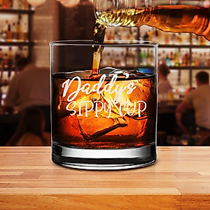 NeeNoNex Daddy's Sippy Cup Old Fashion Rocks Glass Funny New Dad Gifts Birthday Fathers Day Gift
