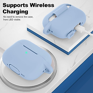 ATUAT for AirPods Pro 2nd Generation Case Cover, Protective Silicone Skin Accessories with Keychain for Women Men for Apple AirPods Pro Gen 2(2022), Front LED Visible-Light Blue