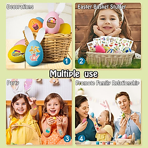 Partywind 28 Sheets (260 Styles) Glow Easter Tattoos for Kids Party Favors, Happy Easter Party Supplies for Boys and Girls, Easter Basket Stuffers Games for Egg Hunt