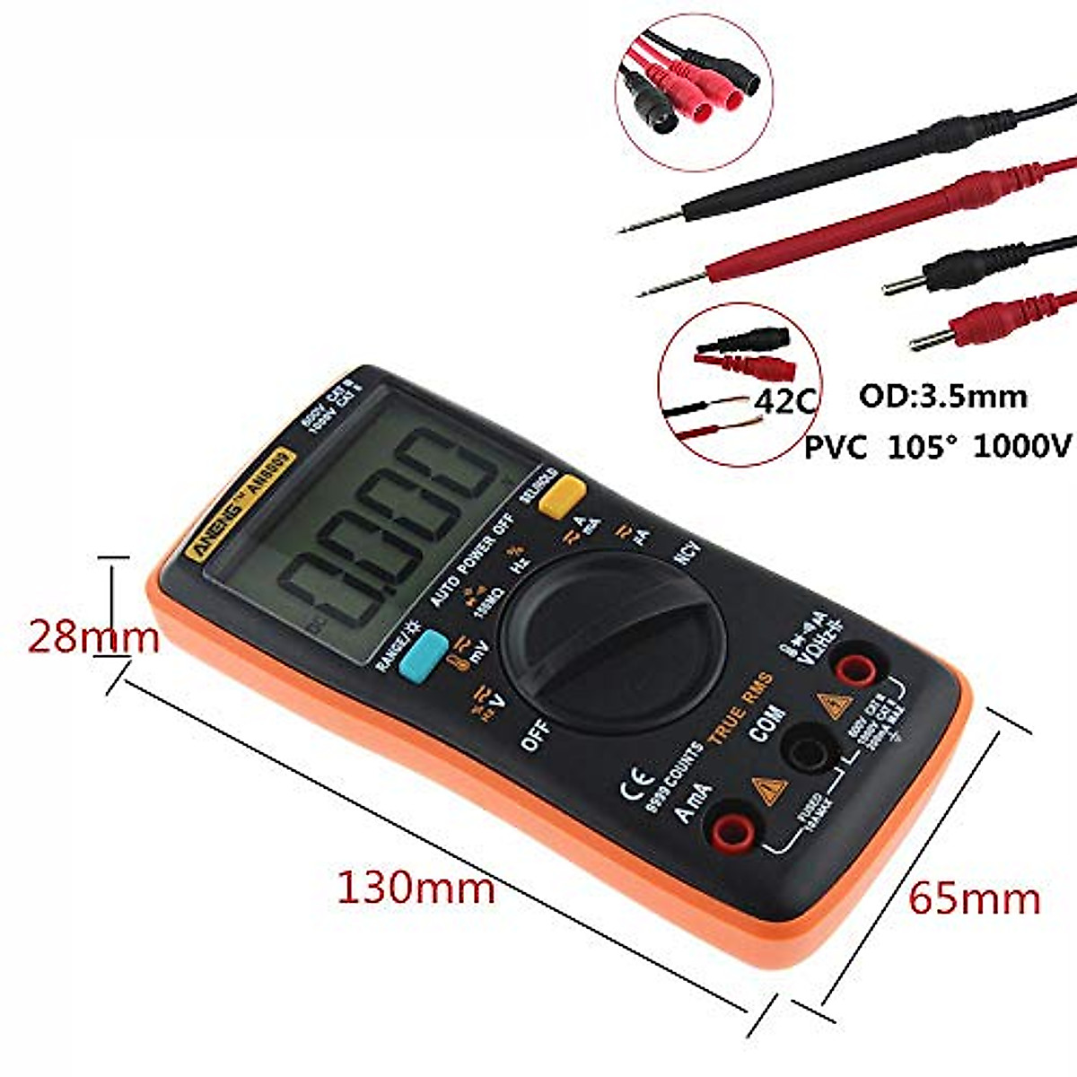 Autoranging Multimeter Kit, ANENG AN8009 Digital Multimeter Tester with Leads Test Probe AC/DC Voltage Electronic Meter