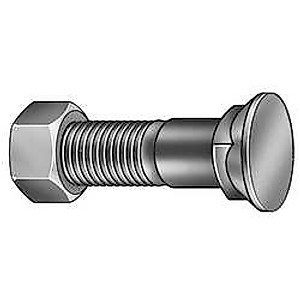 GRAINGER APPROVED Plow Bolt, Zn, 1/2-13x2-1/2, Flat Head, Carbon Steel, Countersunk Square Neck, PK10
