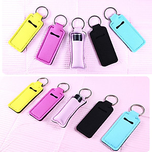 Chapstick Holder Lip Balm Sleeves Pouch Portable Lipstick Holder Bags Lip Gloss Holder Chapstick Holder With Clip for Women (Pink Black etc)