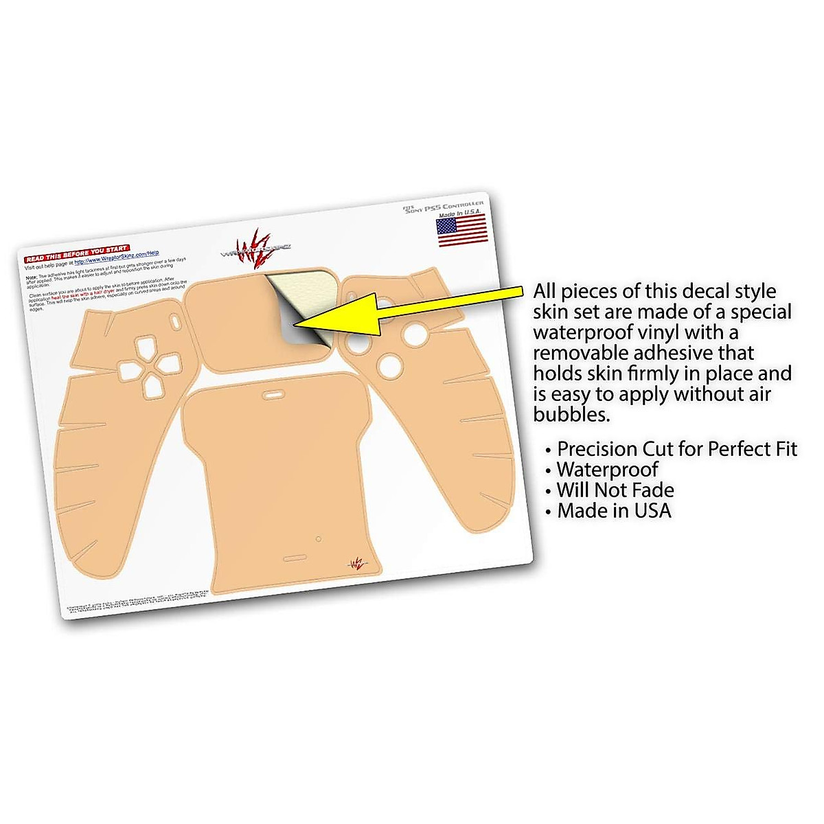 WraptorSkinz Skin Wrap compatible with Sony PS5 DualSense Controller Solids Collection Peach (CONTROLLER NOT INCLUDED)