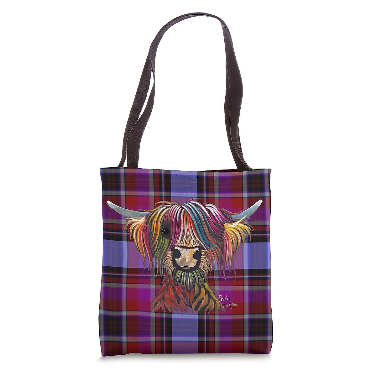 HiGHLaND CoW PRiNT ANiMaL PRiNT ' OLiVeR oN TaRTaN ' Tote Bag