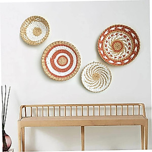 OnIUeZky Hanging Woven Wall Basket Wall Basket Decor Chic Boho Handcrafted Baskets Modern Farmhouse & Rustic Wall Decor 4, Diameter 30cm