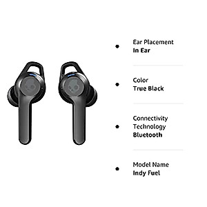 Skullcandy Indy Fuel True Wireless In-Ear Bluetooth Earbuds Compatible with iPhone and Android / Wireless Charging Case and Mic / Great for Gym, Sports, and Gaming, IP55 water dust Resistant - Black