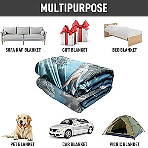 HommomH 60"x80" Blanket Soft Fluffy Flannel Fleece Throw Dragon Angel Love