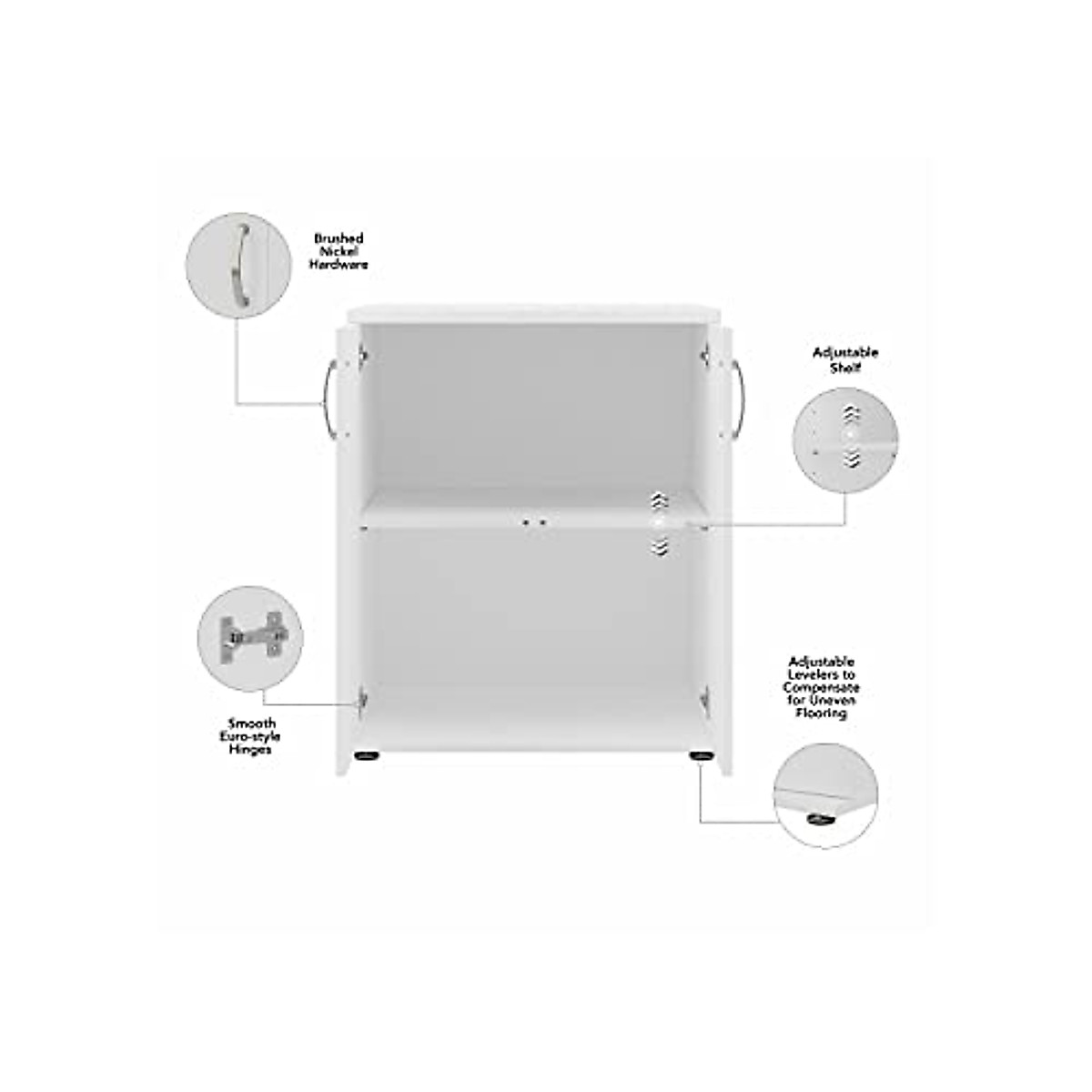 Bush Business Furniture Universal Laundry Room Storage Cabinet with Doors and Shelves in White