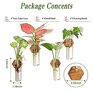 HUSSLEAN Plant Propagation Station Terrarium,Glass Propagation Stations Wall Hanging Planter Tubes for Garden Office Decoration,Plant Lover Gifts (4 Vase)