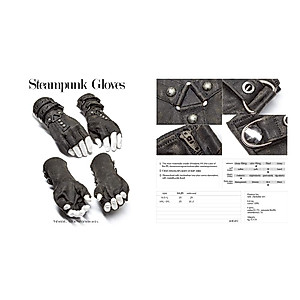 Punk Rave Steampunk Fingerless Gloves for Men Motorcycle Cotton Gloves Grey Coffee Driving Gloves (XL-XXXL, Grey)