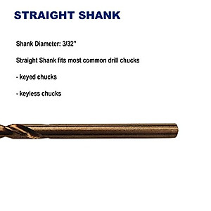 3/32-Inch Cobalt Steel M35 Jobber Length Twist Drill Bits for Hard Metal, Stainless Steel, Pack of 12