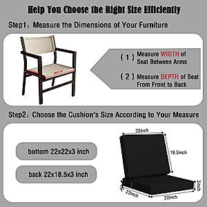 idee-home Outdoor Cushions for Patio Furniture, Outdoor Seat Cushions 22x22 Waterproof & Fade Resistant Couch Sofa Replacement Deep Couch Chair Cushion for Yard Garden Deck