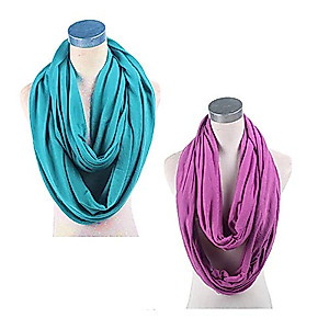 2 Pack Nursing Cover Breastfeeding Cover Breast Feeding Cover ups Infinity Scarf, JTSN Lightweight Soft Breathable Udder Cover Light car-seat Stroller Canopy mom Baby Essentials (Teal Fuchsia)