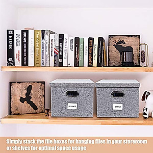 UL Source Upgraded Collapsible Hanging File Storage Boxes with Smooth Sliding Rail Large Capacity Filing Organizer Letter/Legal File Floder Storage, Office Box (Gray-4packs)