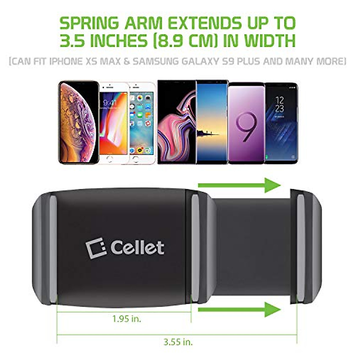 Cellet Vehicle Rear View Mirror Phone Holder Mount Universal Smartphone Cradle Compatible to iPhone 14 Pro Max Plus 13 12 11 XR XS SE Galaxy Z Flip Z Fold S22 S21 S20 S10 Google Map GPS Navigation