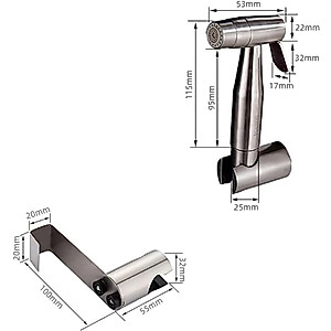 Toilet Shower Kit 2 Functions Supercharge Handheld Bidet Sprayer 304 Stainless Steel Hand Shower Brushed Bidet Toilet Sprayer Suitable for Bathroom
