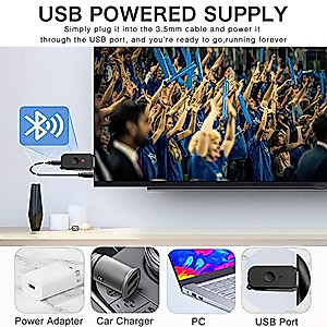 2 in 1 Bluetooth V5.3 Transmitter Receiver, USB Bluetooth Adapter, Wireless Audio Transmitter for TV to Bluetooth Headphones, Low Latency, Power by USB for TV/PC Home/Car Sound System