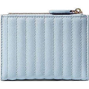 kuifang Girls Cute flowers Print Wallet, Small Tri-folded Aesthetic Wallet, PU Leather Purse Cash Pocket Card Holder ID Window Purse for Women(Blue)