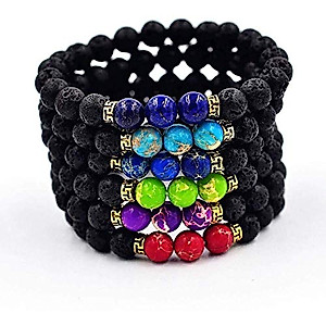 Fishdown 560 Pcs Natural Stone Healing Beads Lava - Natural Gemstone Beads Volcanic Stone Loose Beads Assortment Spacer Beads for Necklace Bracelets Jewelry Making DIY Kit