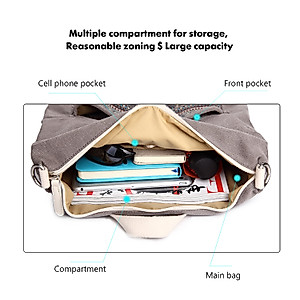 ArcEnCiel Women Girl Backpack Canvas Rucksack Shoulder Bag (Gray)