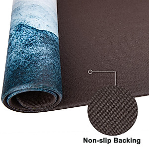 QiyI Floor Comfort Mats 2 Pieces Kitchen Rugs Leather Waterproof Oil Proof Runner Non Skid Standing Mat Set Anti Fatigue Padded Doormat 17" W x 29" L + 17" W x 47" L - Blue White Watercolor Mountain