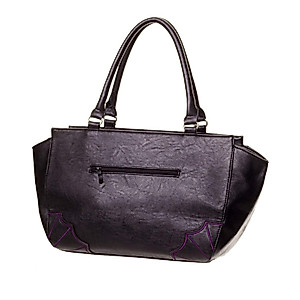 Lost Queen Women's Bats Handbag Dark Gothic Purse Alternative Shoulder Bag (Purple)