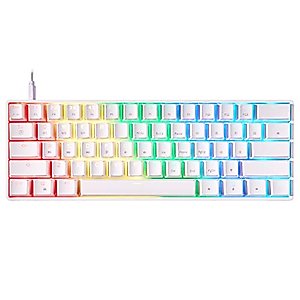 Mizar MZ60 Luna Mechanical Gaming Keyboard | 60% Keyboard 62 Key ANSI US Layout | RGB LED Backlit | Anti Ghosting NKRO | Progammable Macro Keys | Hotswap Gateron Optical Blue Switches | White