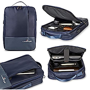 LS LifeStyle Leather 3 in 1 Backpack USB Briefcase Waterproof 15.6 Laptop Bag