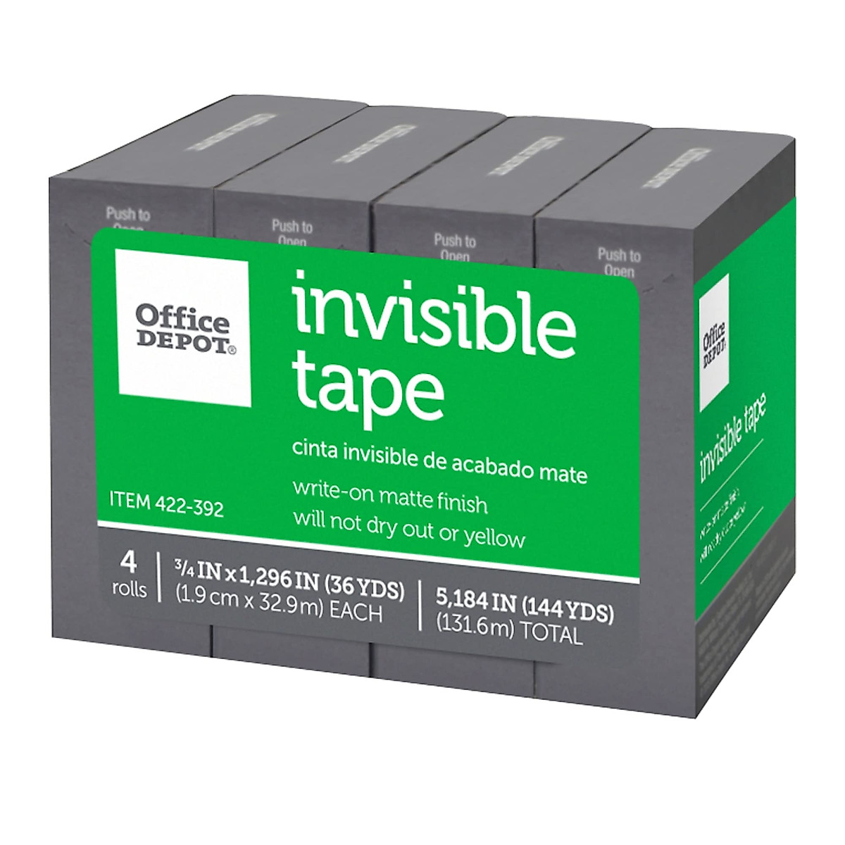 Office Depot Invisible Tape, 3/4in. x 1296in., Pack of 4 Rolls, OD-P4