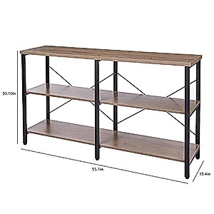 Coral Flower Washed Oak Square Side Shelf for Living Room, Wood and Metal Nightstand，End Table with Storage, Light oak