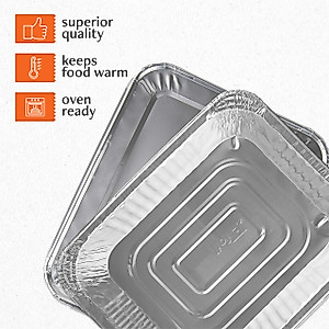 PLASTICPRO Disposable 9 x 13 Aluminum Foil Pans With Lids Half Size Deep Steam Table Bakeware - Cookware Perfect for Baking Cakes, Bread, Meatloaf, Lasagna Pack of 25 Pans & 25 Lids