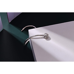 SOUKISS Genuine 925 Sterling Silver Clasp Charm Bracelet with 2 Rubber Spacer Charm for European Bead Charms,Xmas Gifts (22)