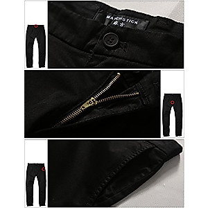 Match Men's Slim Fit Tapered Stretchy Casual Pants (32W x 31L, 8050 Black)