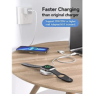 NEWDERY Magnetic Wireless Charger, for Apple Watch Charger, with Mag-Safe Charger and 18W Fast Charging Pad for iPhone 14/13/12 Pro Max Plus Mini, Smart Watch Ultra/8/7/6/5/4/3 and Airpods,USB A&C