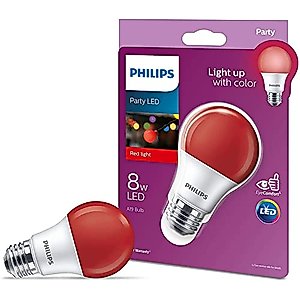 Philips 60 Watt Equivalent Red A19 Medium Base LED 8 Watt Equivalent Light Bulb