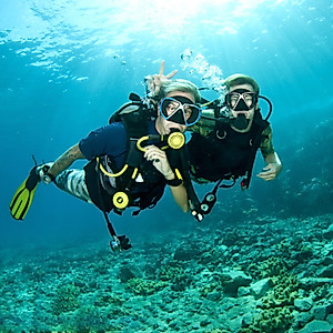 Snorkel Diving Mask Panoramic HD Swim Mask, Anti-Fog Scuba Diving Goggles,Tempered Glass Dive Mask Adult Youth Swim Goggles with Nose Cover for Diving, Snorkeling, Swimming (A-Black)