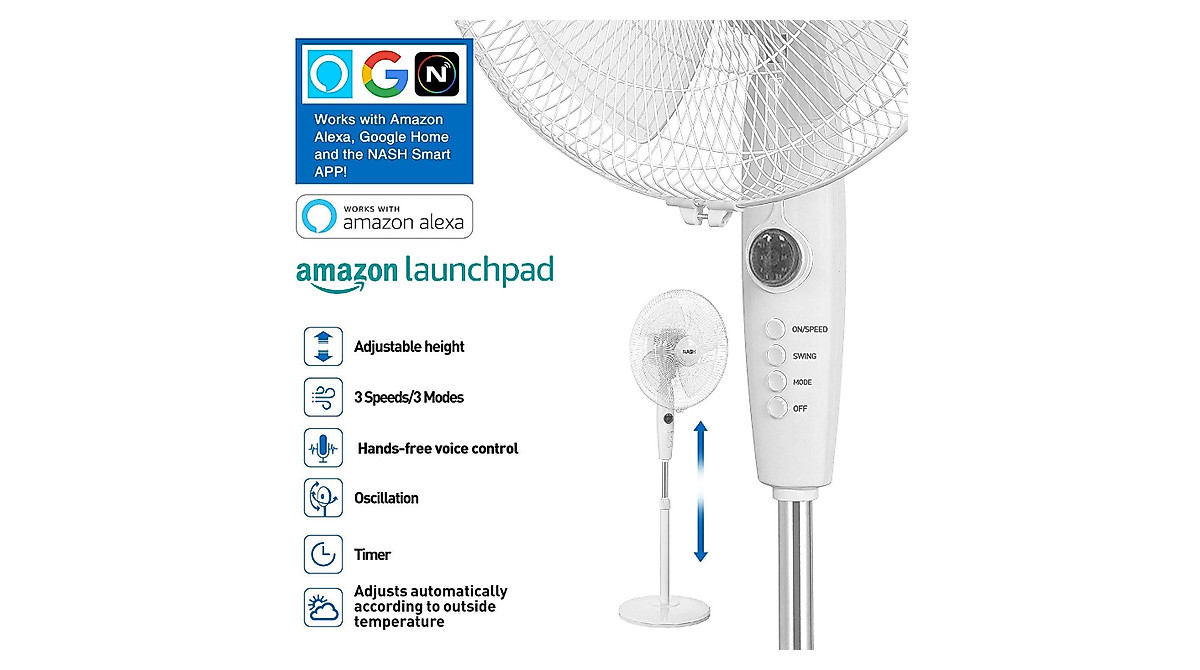 NASH WiFi Pedestal Fan with Voice & App Control - Quiet & Programmable