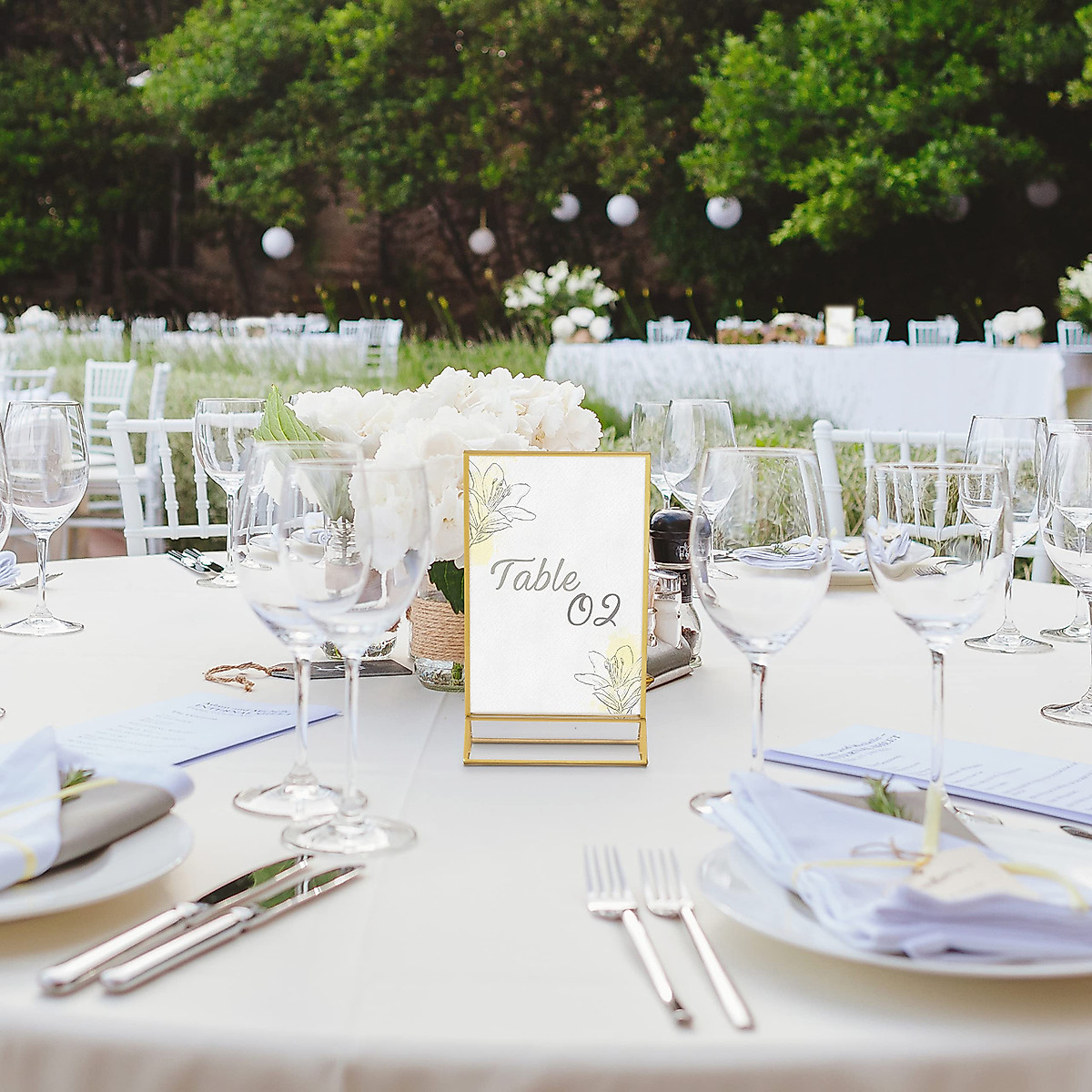 SUPER STAR QUALITY Clear Acrylic 2 Sided Frames with Gold Borders and Vertical Stand | Ideal for Wedding Table Number Holder, Double Sided Sign, Clear Photos, Menu Holders