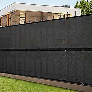 SPORTYOUTH 8ft x 50ft Privacy Screen Fence, Black Heavy Duty Windscreen Fencing Mesh Fabric Shade Cover with Brass Grommets for Outdoor Wall Garden Yard Backyard Patio Pool Deck Commercial