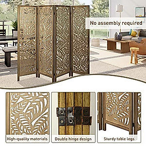 4 Panel Room Dividers Wood Room Dividers Folding Privacy Screen Separation Wall Dividers Separator for Bedroom, Office
