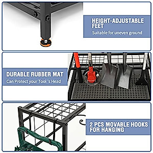 Garden Tool Organizer for Garage, Garden Tool Rack, Tool Organizers and Storage, up to 58 Long-Handled Tools, Garage Organizer, Yard Tool Holder for Garage, Shed, Outdoor, Garden tool stand, Black