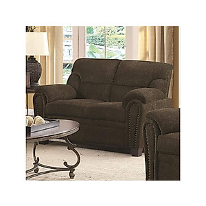 Clementine Padded Loveseat with Nail Heads Brown 506572